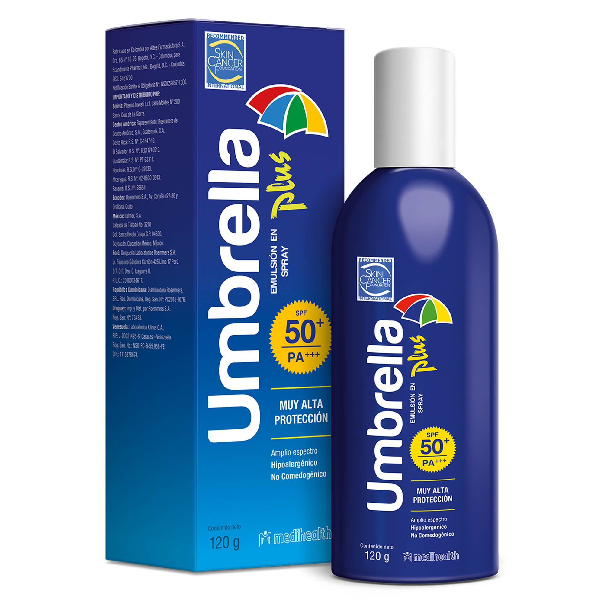 Protector Solar en Spray Umbrella Plus 50+ 120 Gr