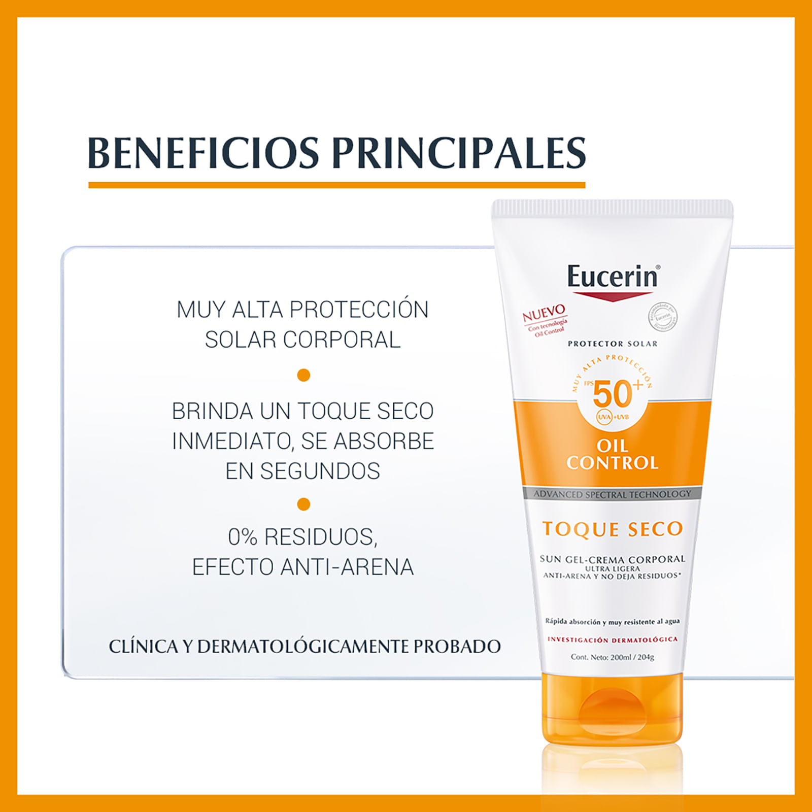 Protector Solar Corporal Toque Seco Eucerin Sun Fps 50+ 200ml