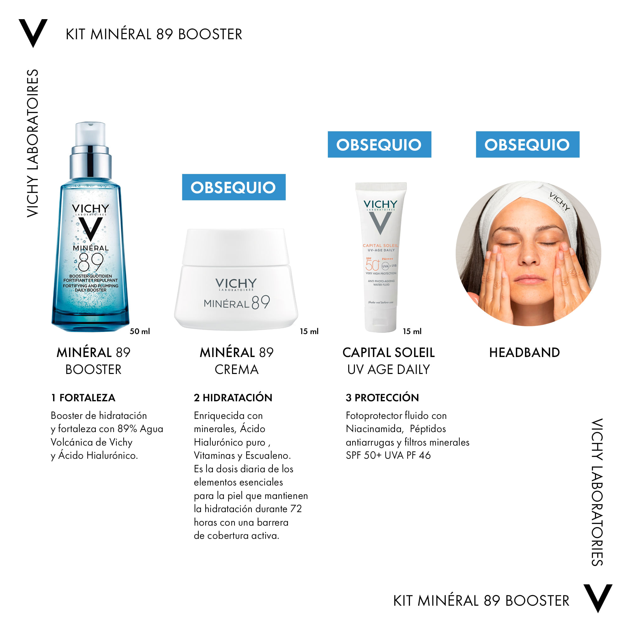 Kit Vichy Mineral 89 Booster 50Ml + Mineral 89 Crema Hidratante 15Ml ...