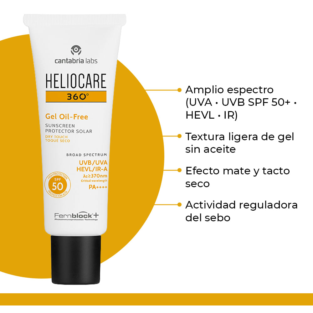 Protector Solar en Gel Piel Grasa e Imperfecciones Heliocare 360° Spf ...